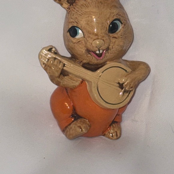 easter | Holiday | Rare 97s Vintage Brown Bunny With Banjo Ceramic ...
